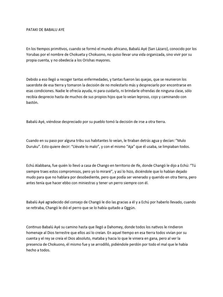 Pataki de Babalu Aye | PDF
