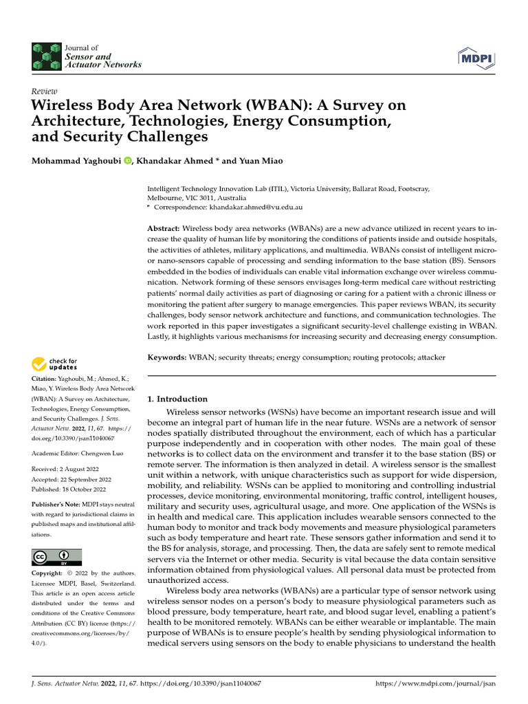 Wireless Body Area Network (WBAN) : A Survey On Architecture ...
