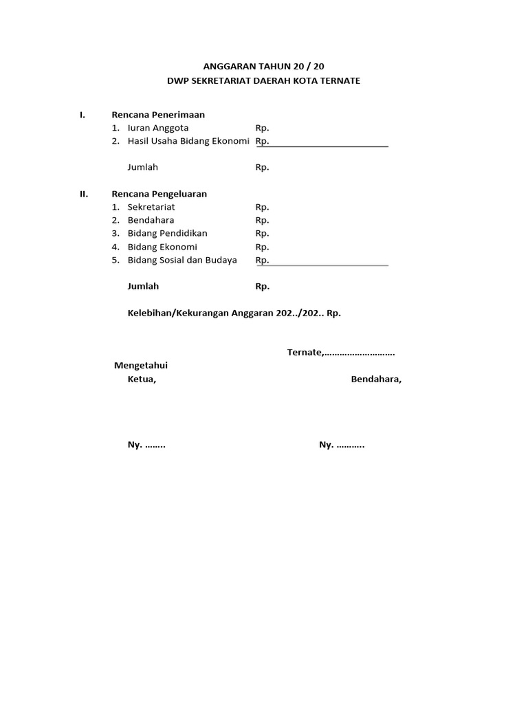 Format ANGGARAN Tahunan | PDF