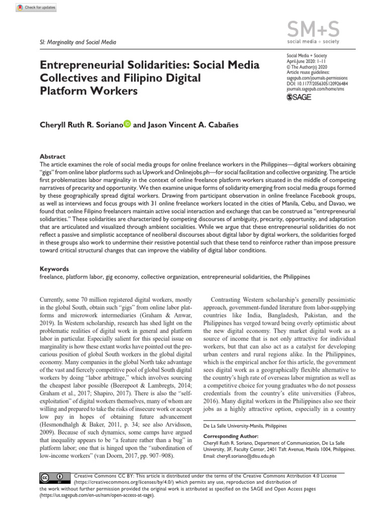 Filipino Freelancers' Social Media Solidarity | PDF | Labour Economics ...