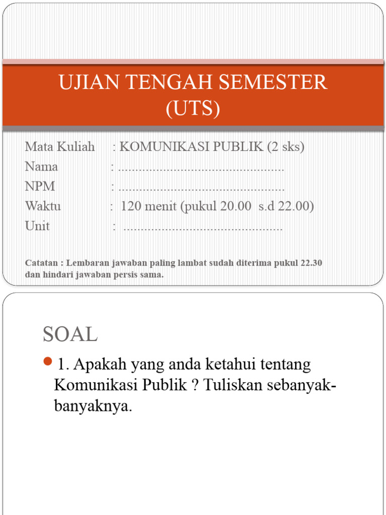 Ujian Tengah Semester Kompub 2023 (Rev) | PDF