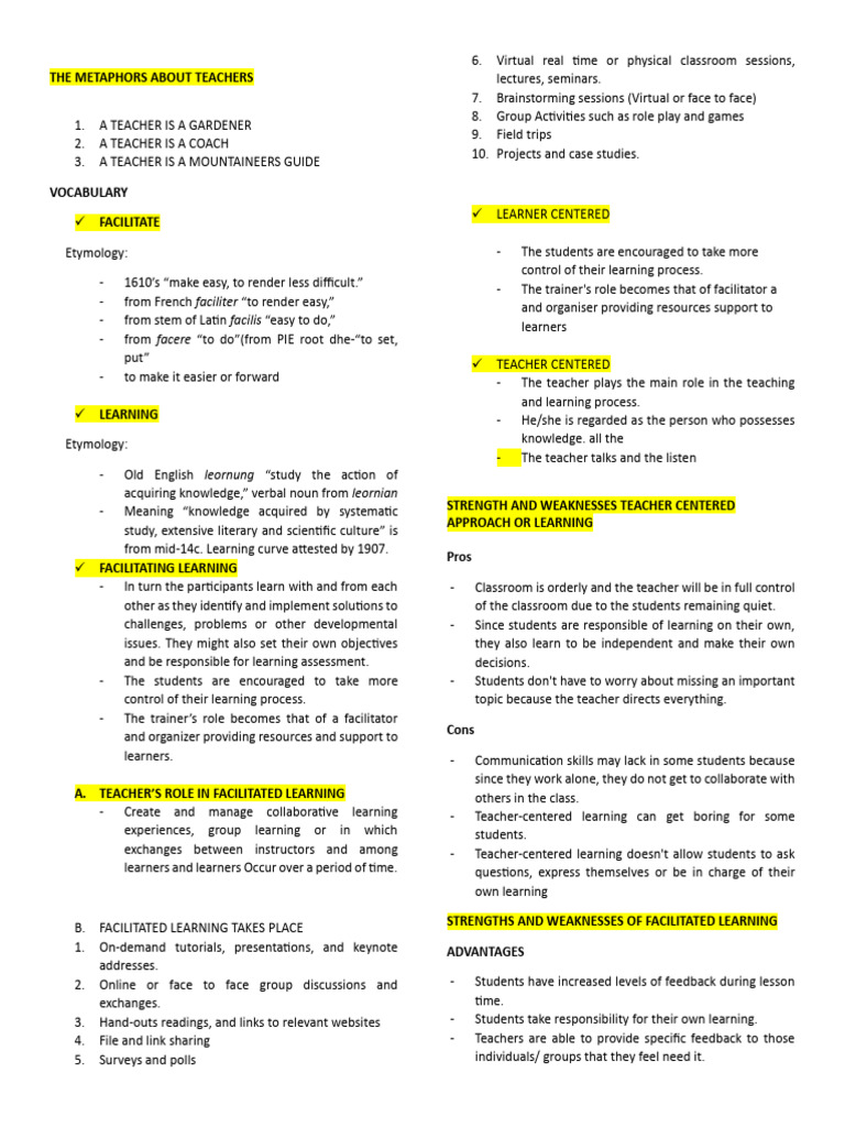 Module - Gonzales - Facilitating Learning - For Midterm Exam | PDF | Learning | Mentorship