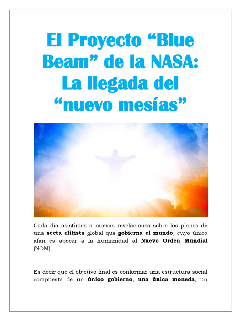 El Proyecto Blue Beam de La NASA, La Llegada Del Nuevo Mesías. | PDF ...