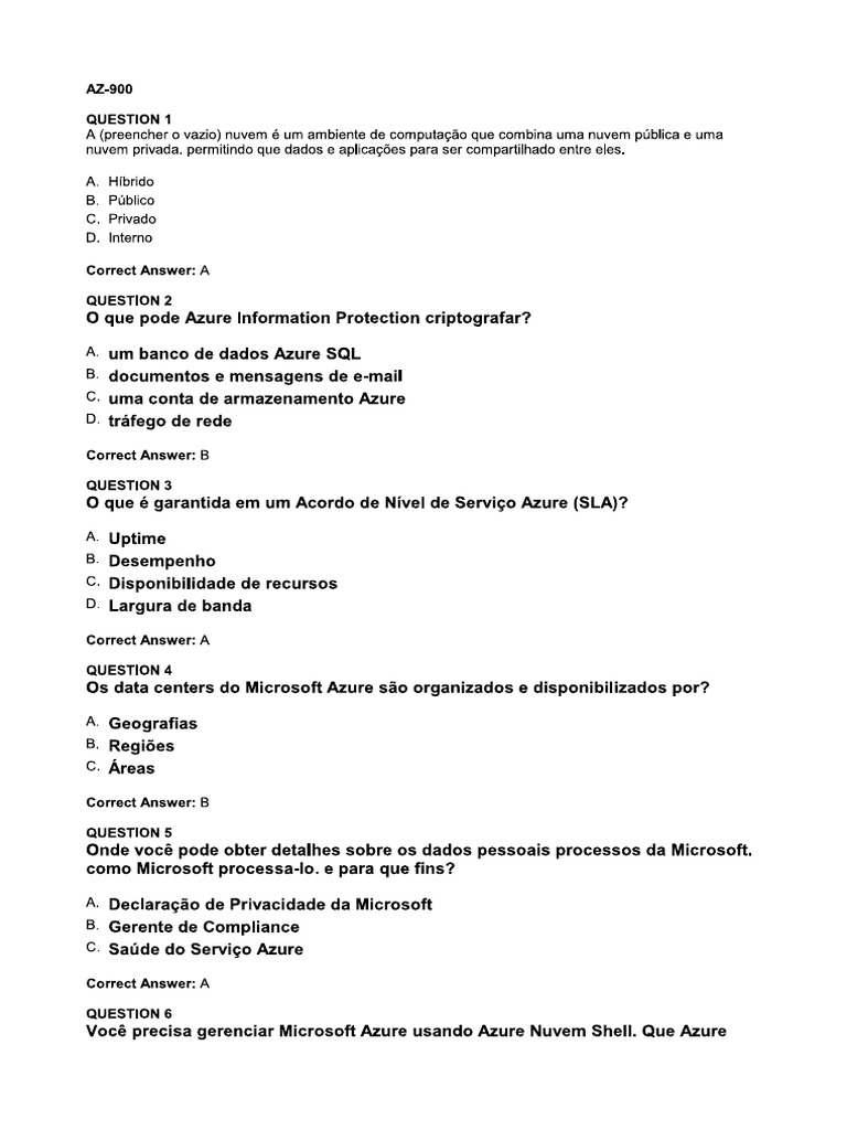 Questionário AZ 900 | PDF