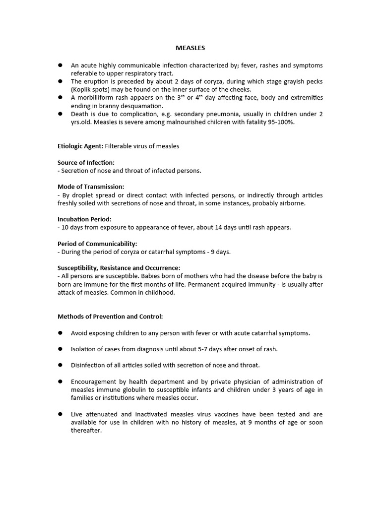 CHN Report | PDF | Measles | Infection
