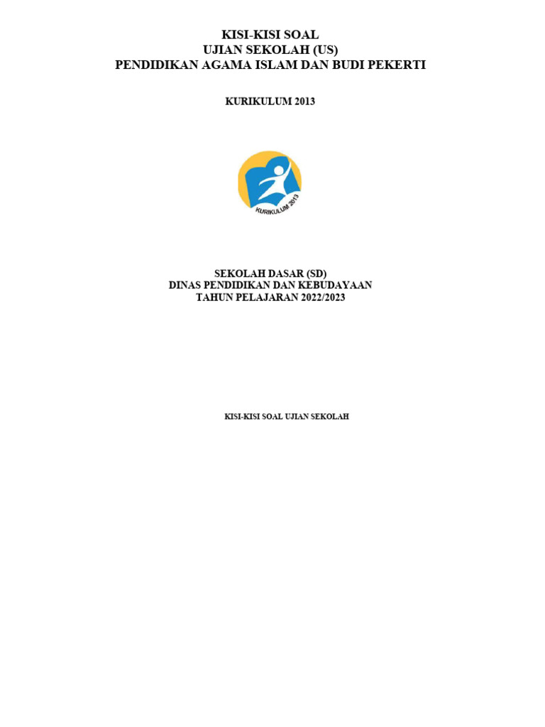 Kisi-Kisi Us Pai Kelas Vi 2022-2023 | PDF