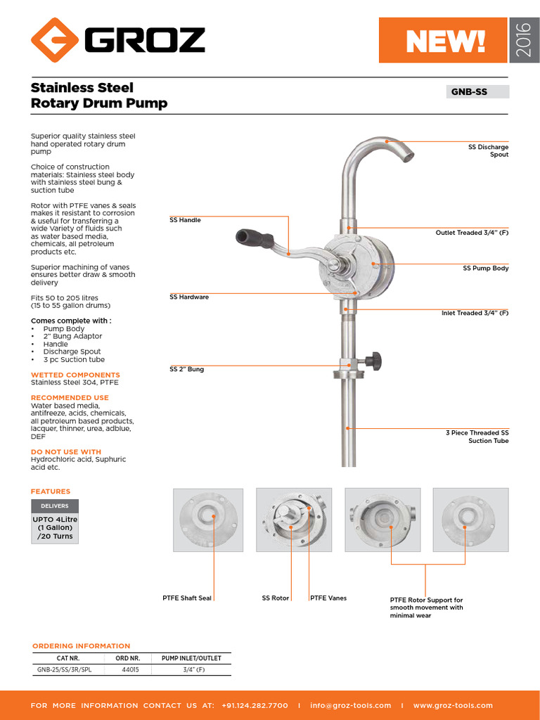 Groz GNB SS | PDF | Pump | Stainless Steel