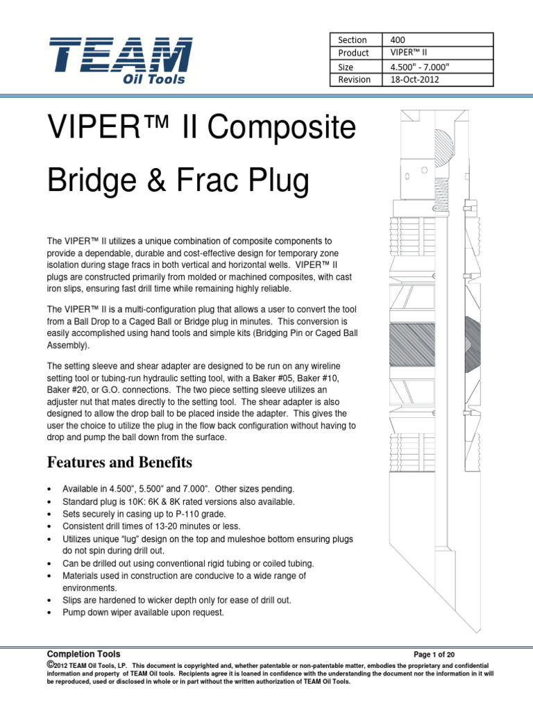 VIPER II Bridge and Frac Plug | PDF | Screw | Electrical Connector