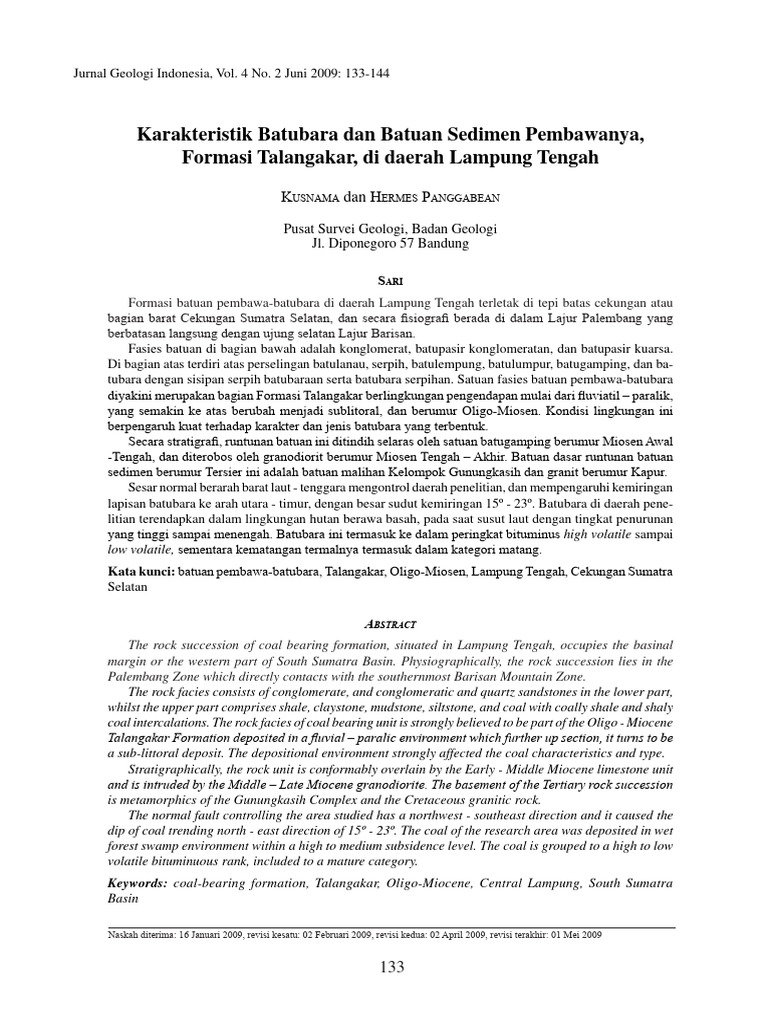 Karakteristik Batubara Dan Batuan Sedime | PDF