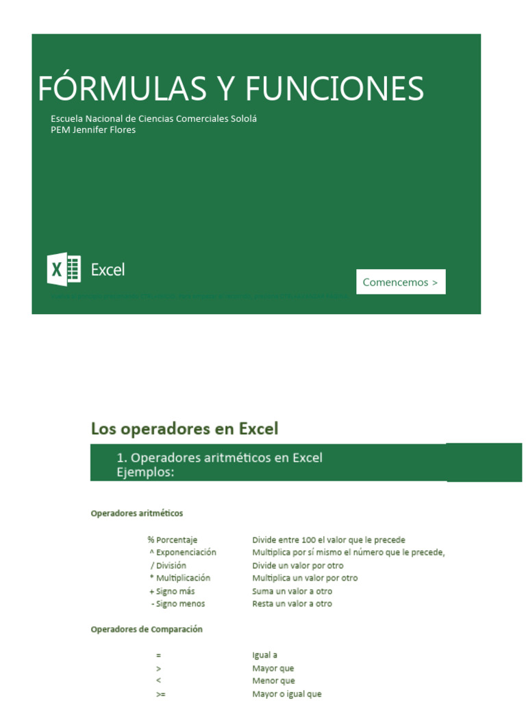 Introduccion Formulas y Funciones Excel | PDF | Microsoft Excel | Multiplicación
