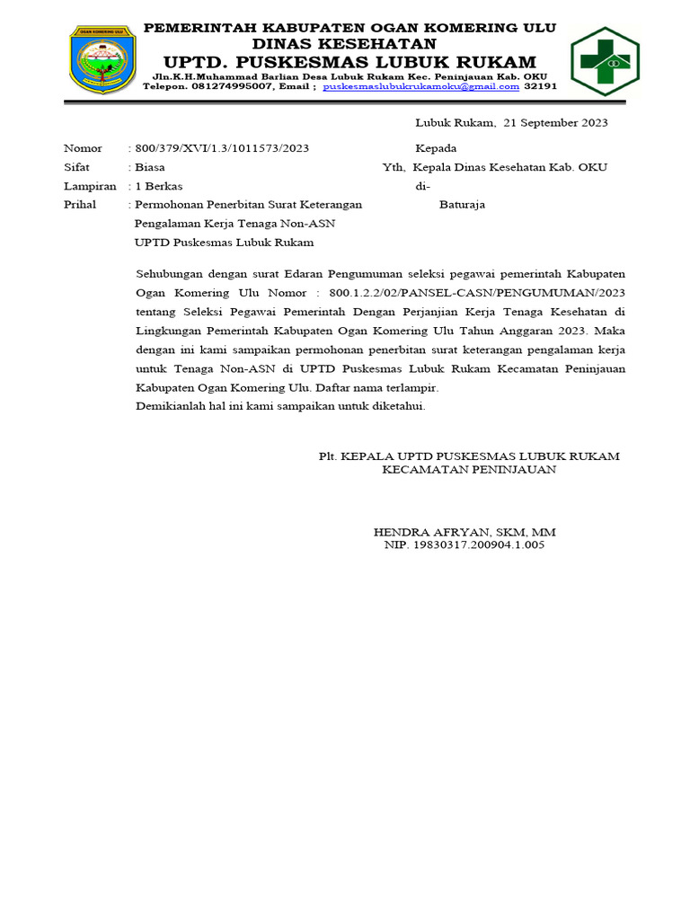 Surat Pengantar PPPK | PDF