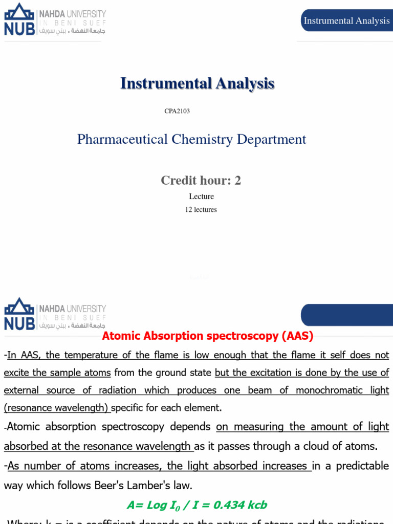 Lecture 7 (Atomic Absorption Spectroscopy (AAS) ) - Clinical | PDF ...