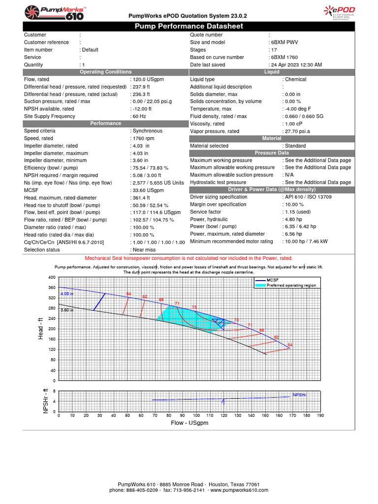 Parcial2 - Datos de La Bomba | PDF | Pump | Pressure