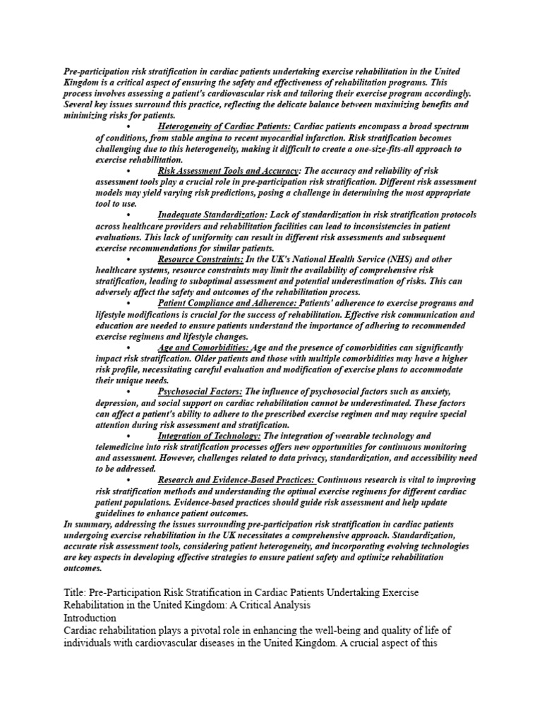 Risk Stratification of Cardiac Patients | PDF | Risk Assessment | Risk