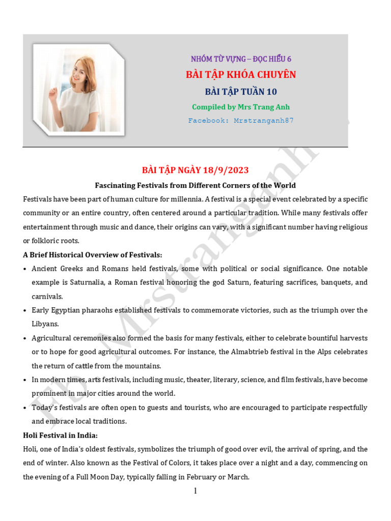 (DH6) Bai Tap Tuan 10 Khoa Chuyen | PDF | Festival | Carnival