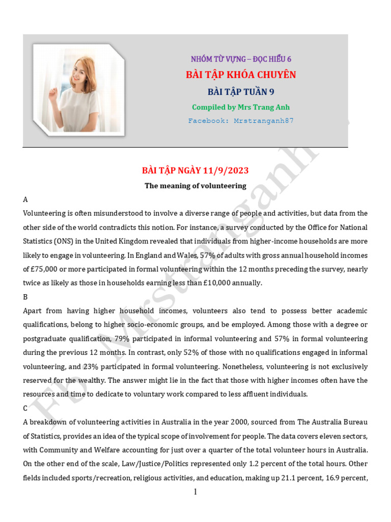 (DH6) Bai Tap Tuan 9 Khoa Chuyen | PDF | Volunteering | Experience