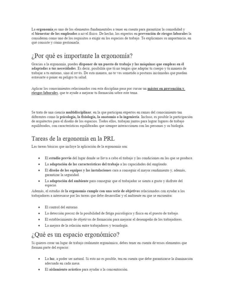 Ergonomia Pdf Factores Humanos Y Ergonomía