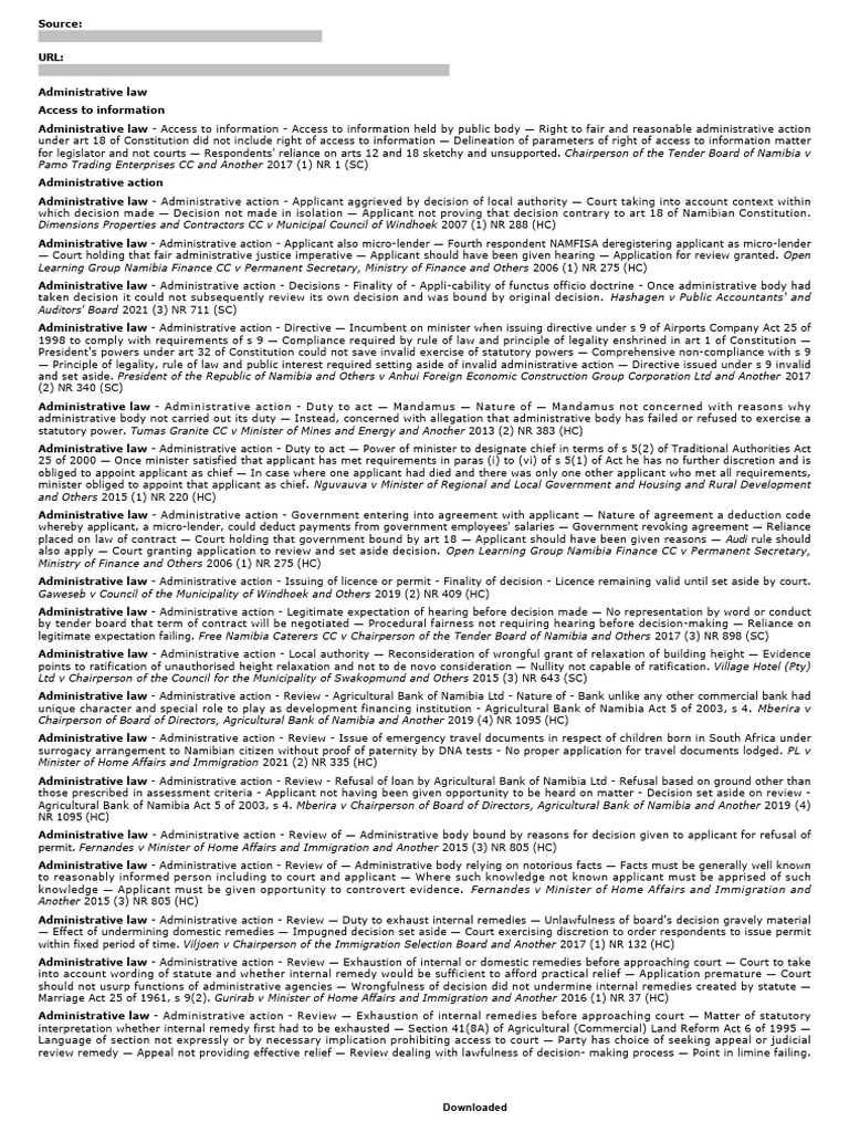 Administrative Law Cases | PDF | Administrative Law | Namibia