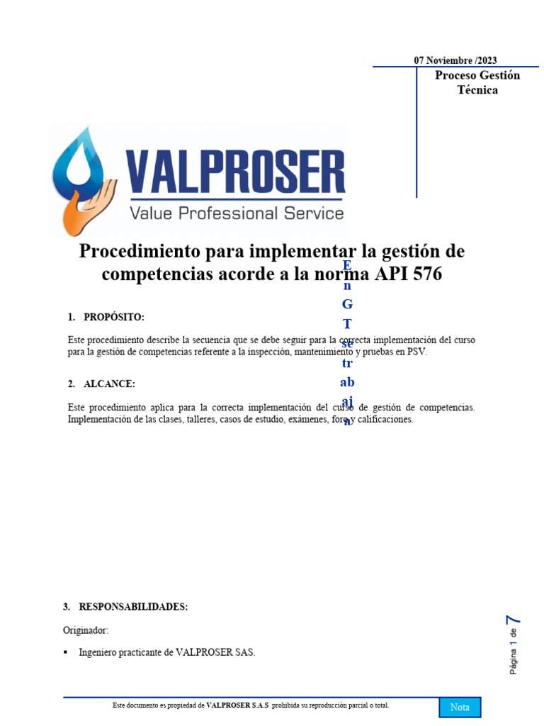 Implementación de Competencias API 576 | PDF