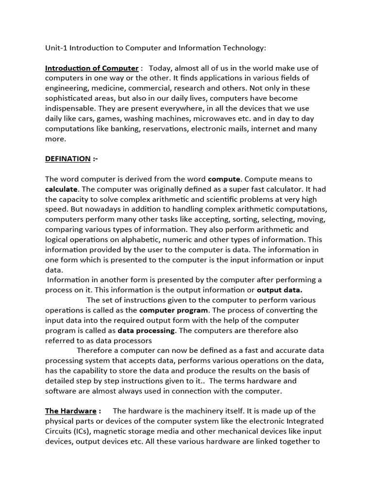 Fundamental of Computer & Informations Technology BY AMAN | PDF ...