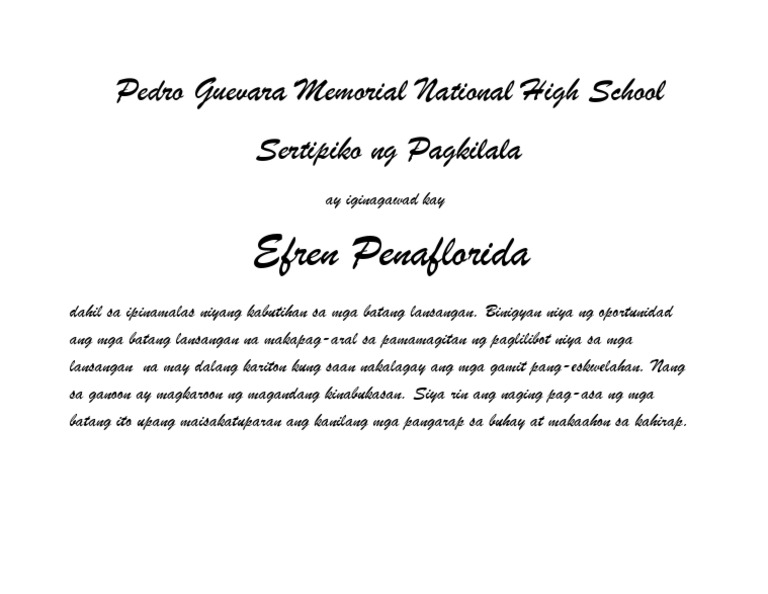 Pedro Guevara Memorial National High School | PDF
