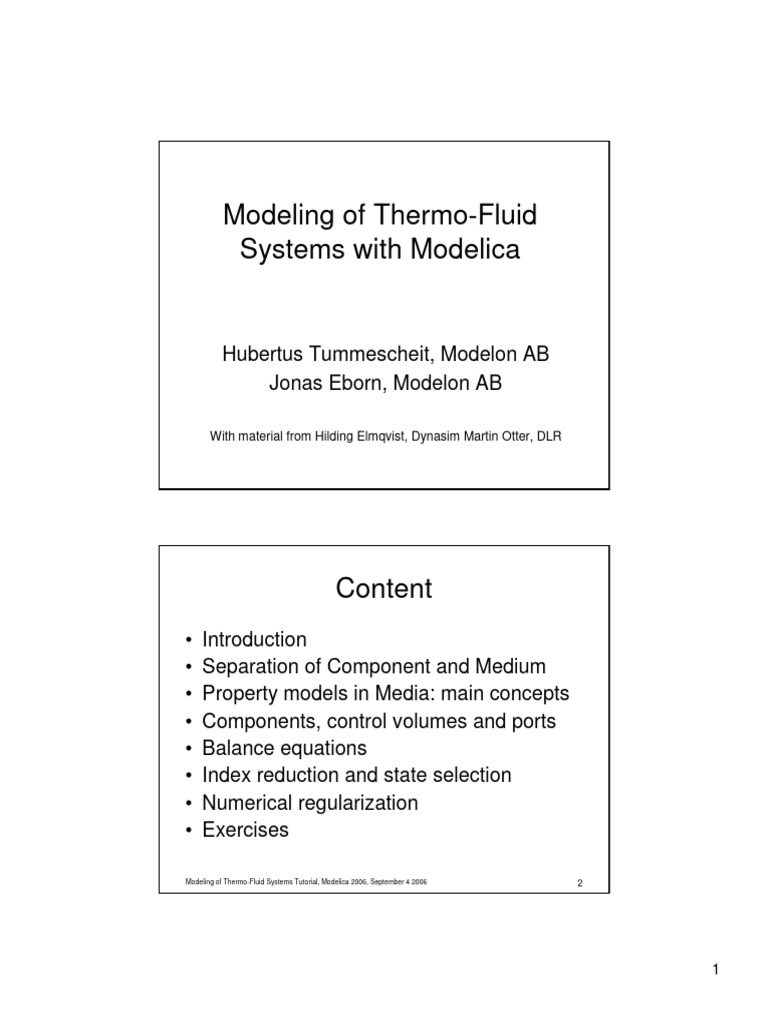 Modeling of Thermo-Fluid Systems With Modelica: With Material From Hilding Elmqvist, Dynasim ...