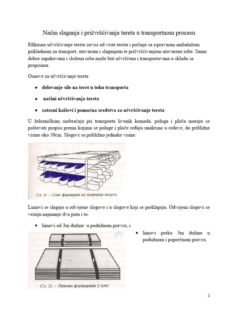 Način Slaganja I Pričvršćivanja Tereta U Transportnom Procesu | PDF