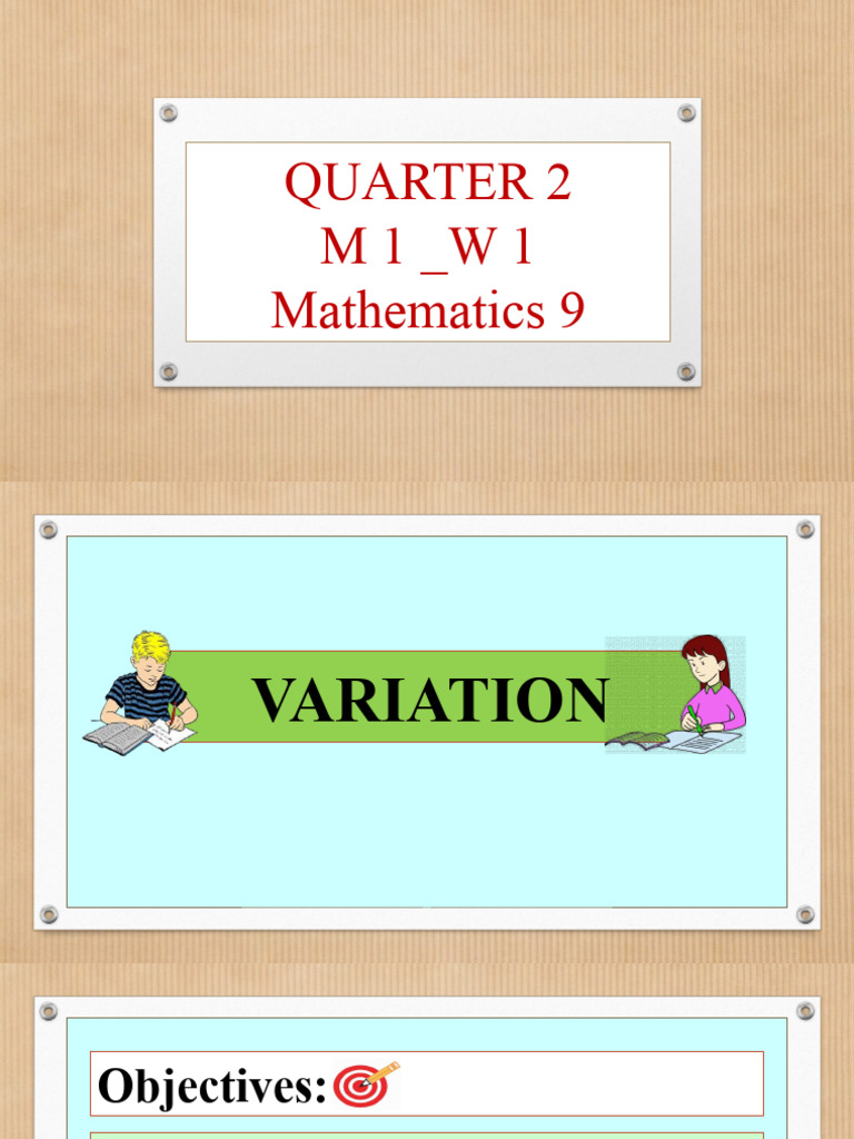 Quarter 2 M1 - W1 Mathematics 9 | PDF | Variable (Mathematics) | Ratio