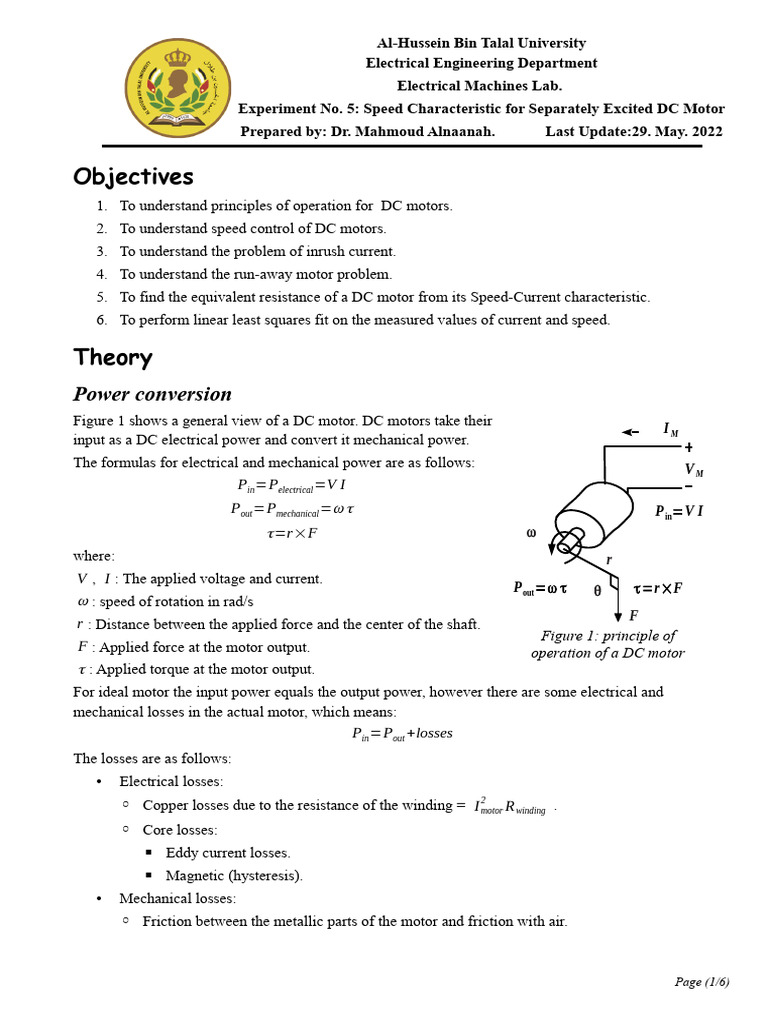 Exp5 Sheet | PDF | Electric Motor | Electromagnetic Induction