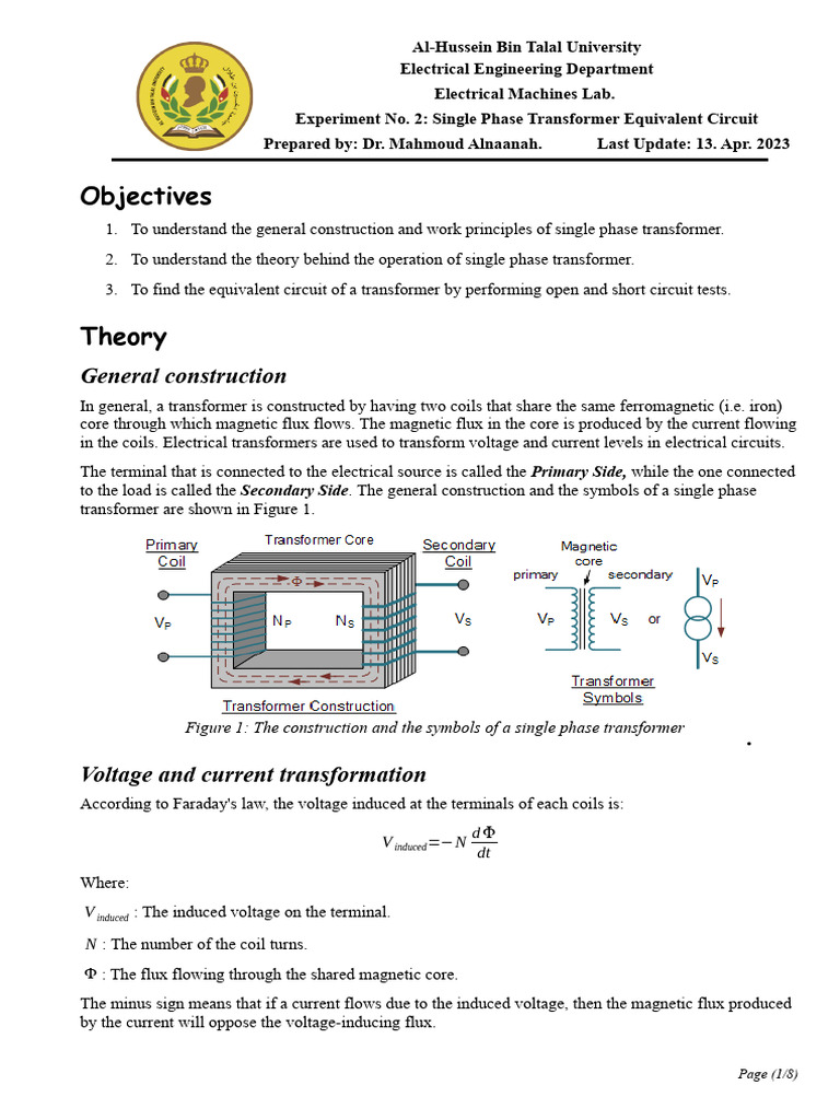 Exp2 Sheet | PDF | Transformer | Electrical Equipment