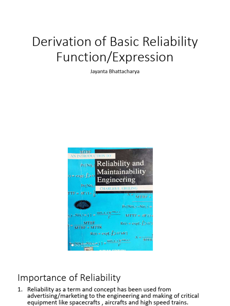 Derivation of Basic Reliability Function | PDF | Reliability Engineering | Quantitative Research