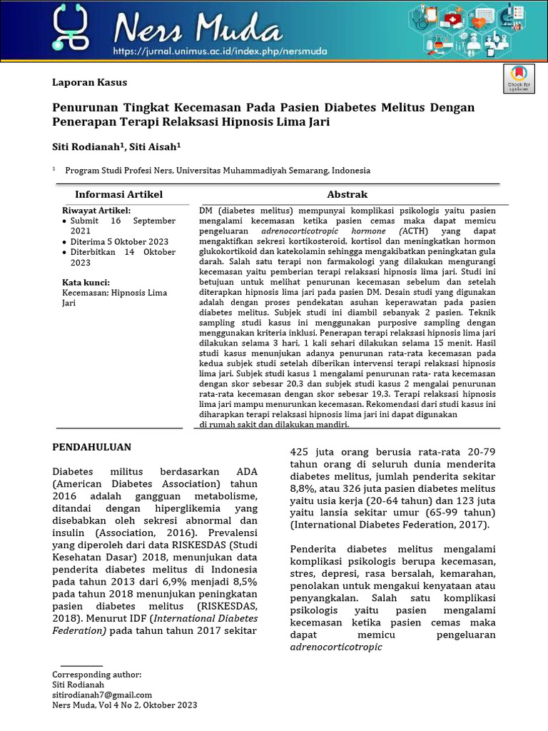 Jurnal Terapi Cemas Pada DM | PDF | Kesehatan Holistik