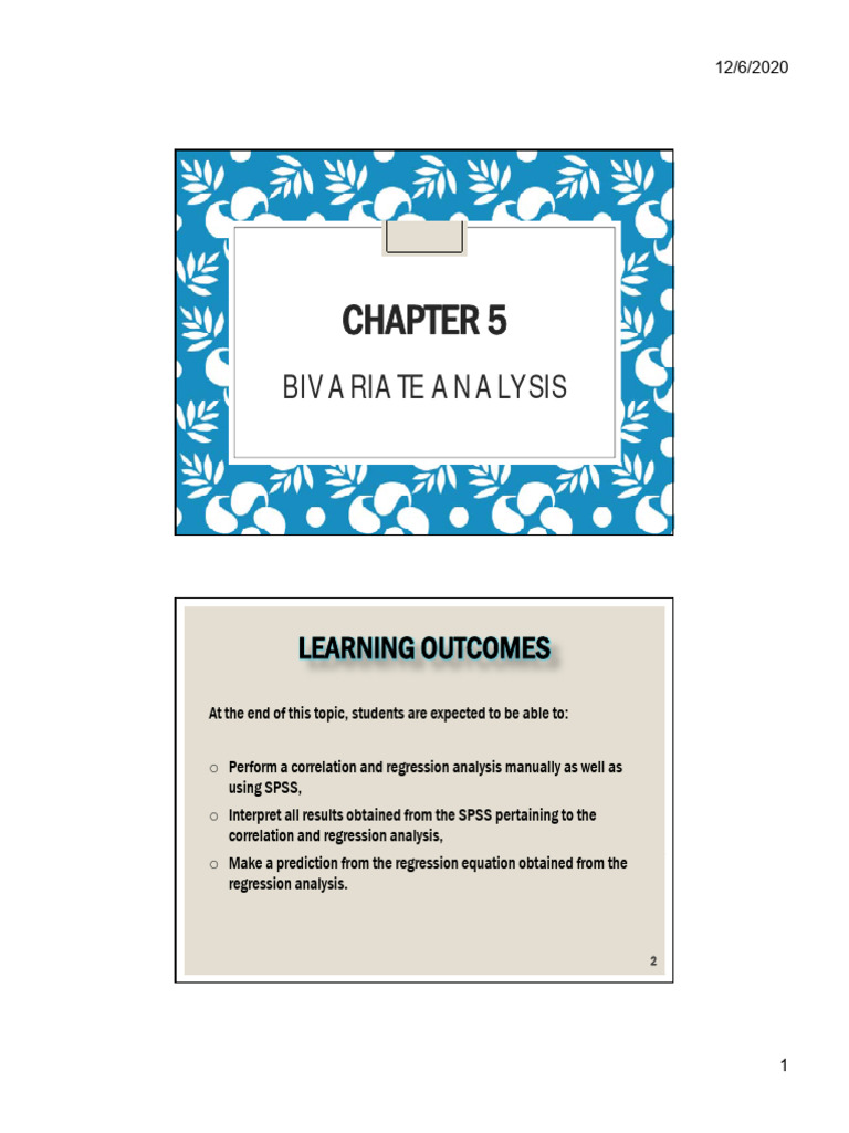 Sta404 - Chapter 5 - Bivariate Analysis (Student) | PDF | Linear Regression | Regression Analysis