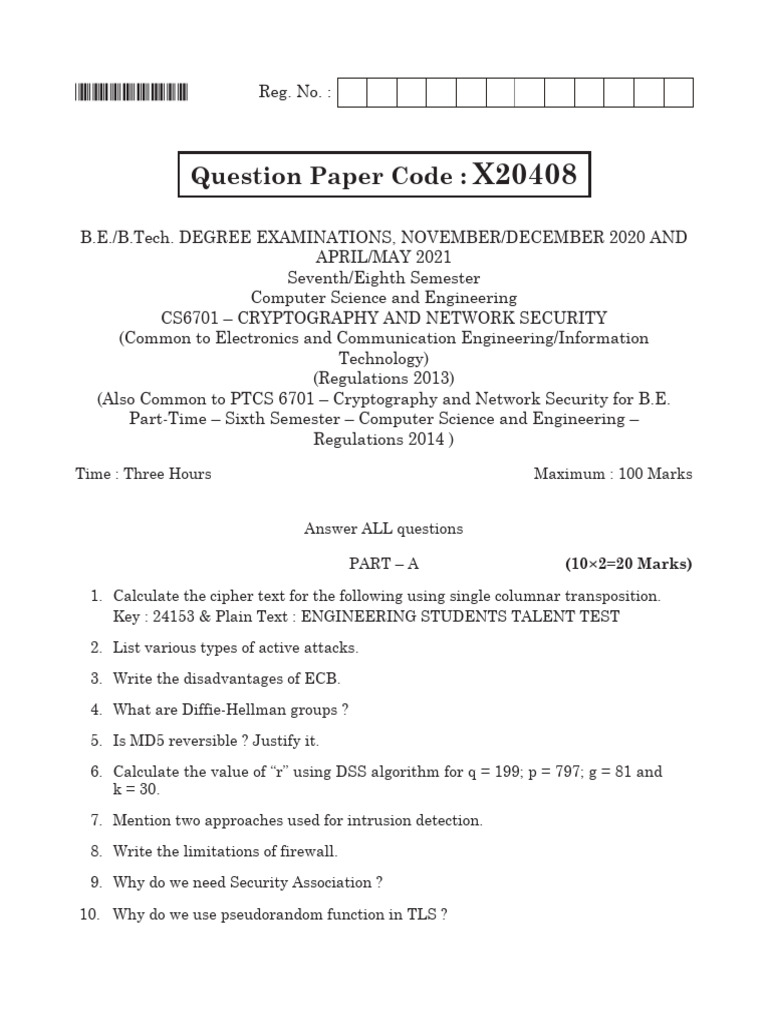 QP9 CNS QP | Download Free PDF | Cryptography | Encryption