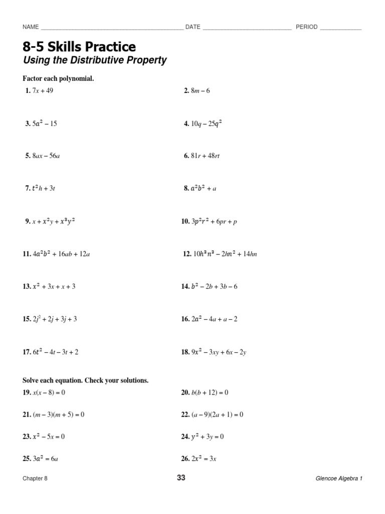 8-5 Skills Practice | PDF