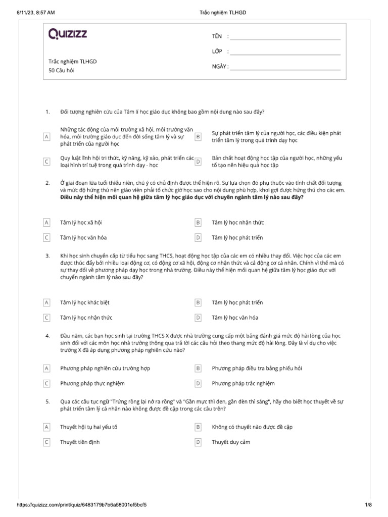 Quizizz TLHGD | PDF