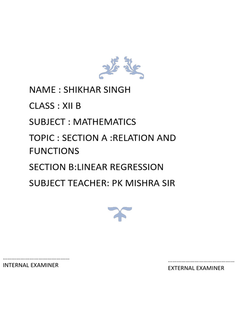 MATHEATICS PROJECT | PDF | Function (Mathematics) | Linear Regression