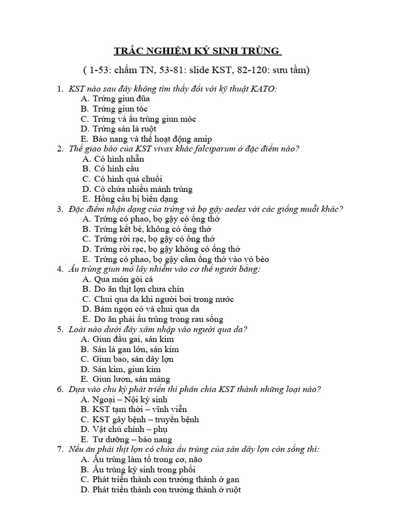 TRẮC NGHIỆM KST | PDF