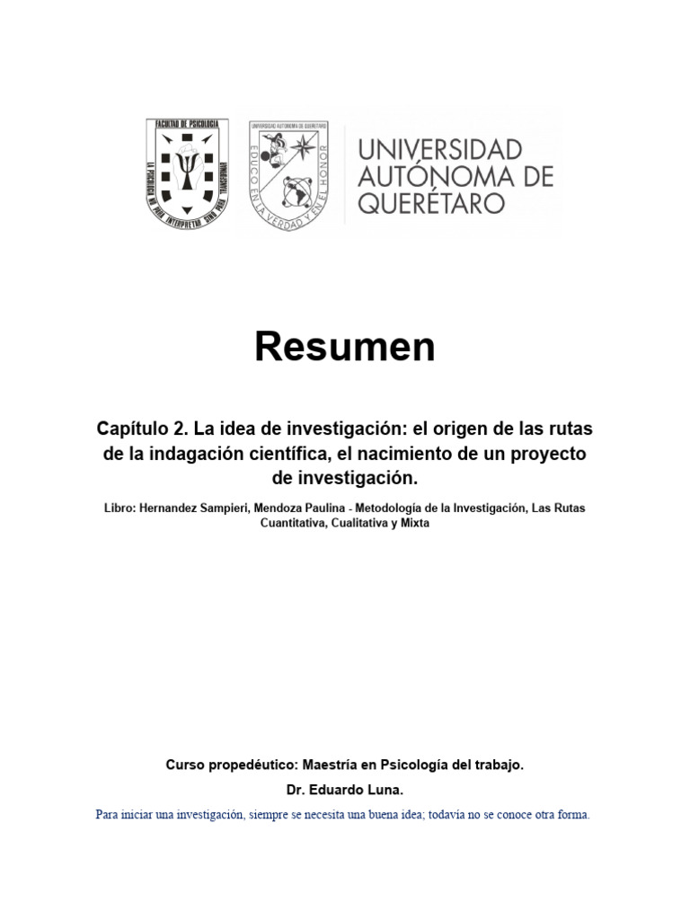 Tarea Resumen Cap2 | PDF | Conocimiento | Método científico