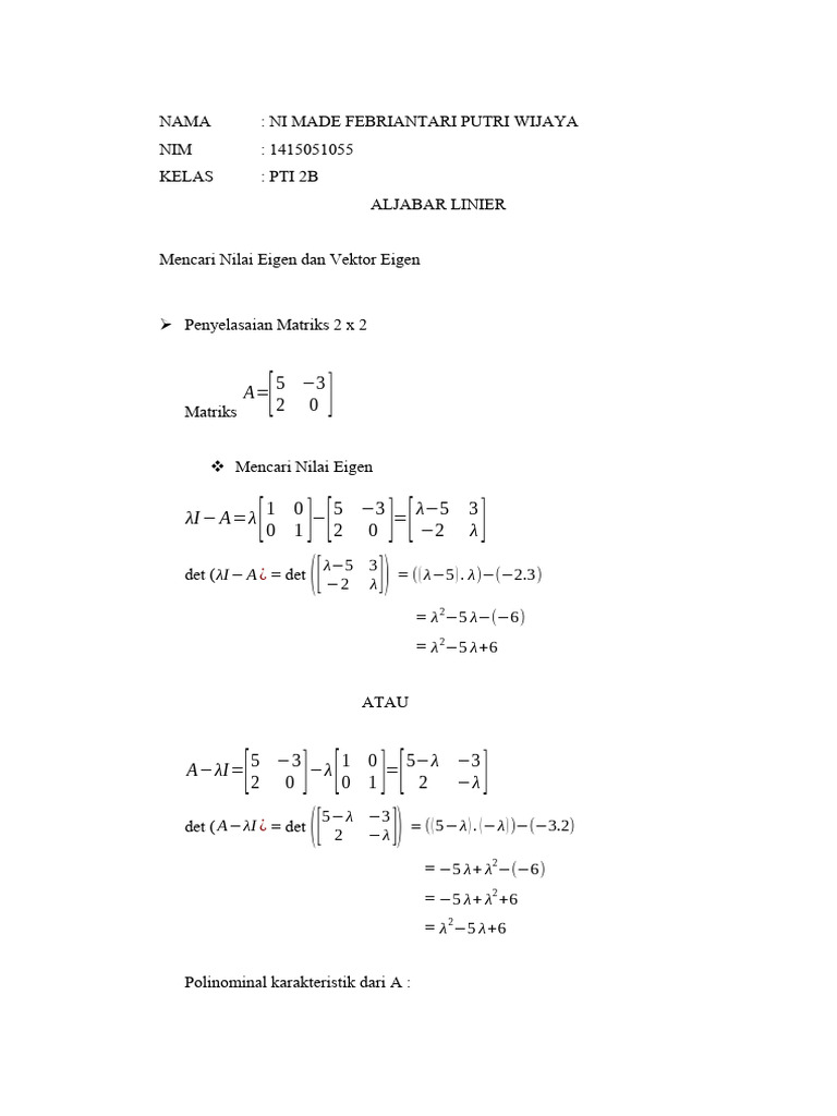Nilai Dan Vektor Eigen | PDF