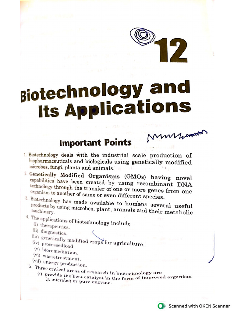 CH 12 Biotechnology and Applications | PDF