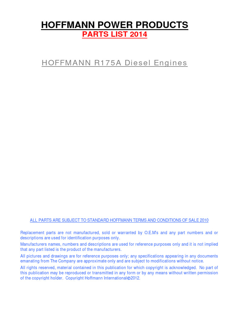 Hoffmann Power Products: HOFFMANN R175A Diesel Engines | PDF | Piston ...