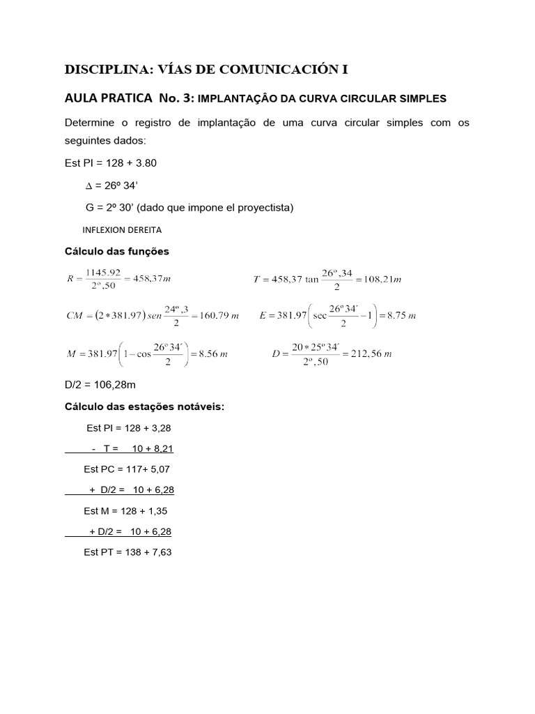 AULA PRACTICA No 3. Curvas Circulares Simples | PDF