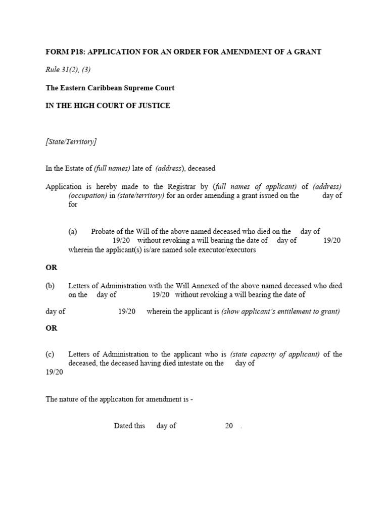 Amend Grant Application Form P18 | PDF