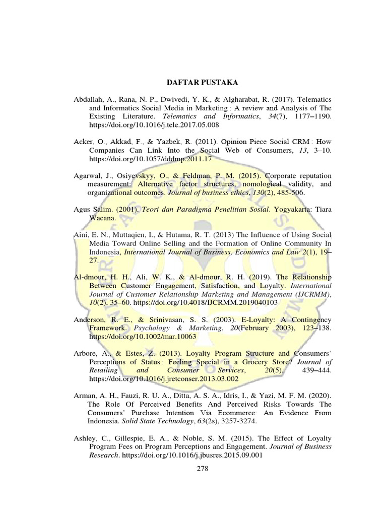 DAFTAR PUSTAKA-Aang Curatman - C3A016002-Disertasi-2022 PDF | PDF | Customer Relationship ...
