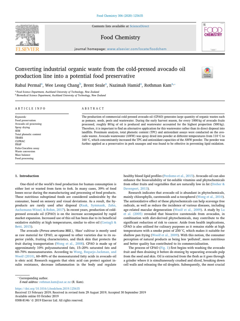 Permal, et al 2020 | PDF | Scanning Electron Microscope | Avocado