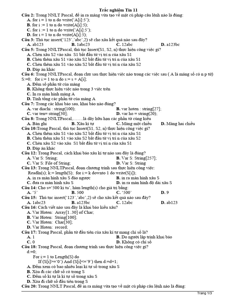 bài-tập-TN-tin-11-HK2 | PDF