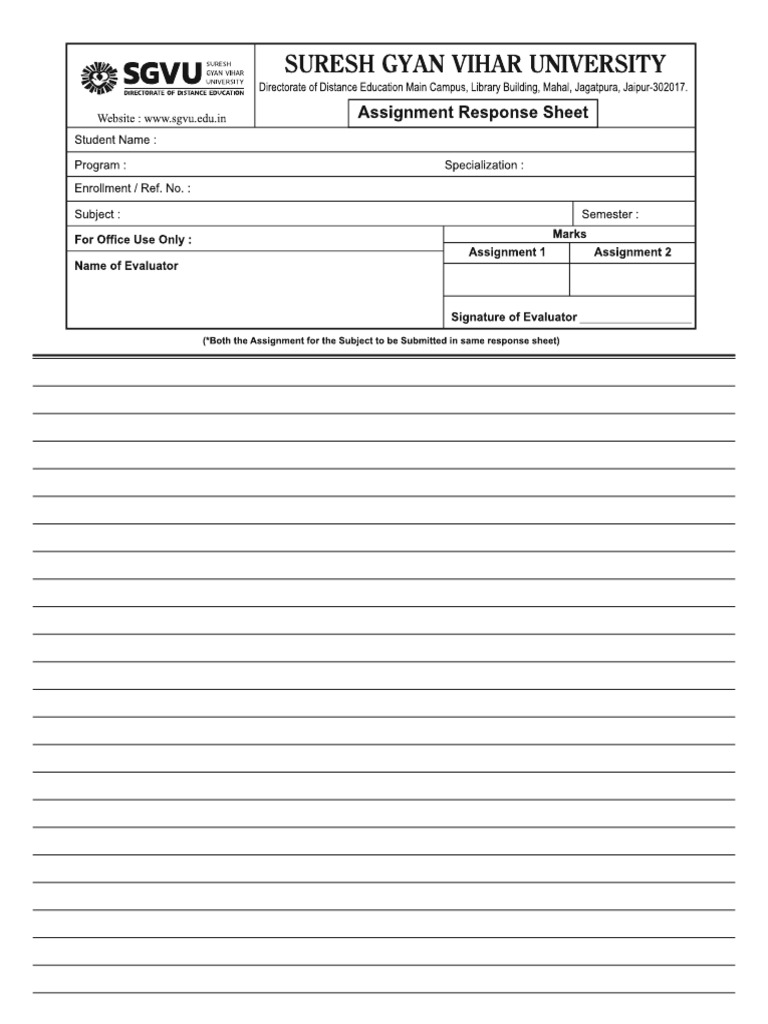 Response Sheet - First Sheet | PDF