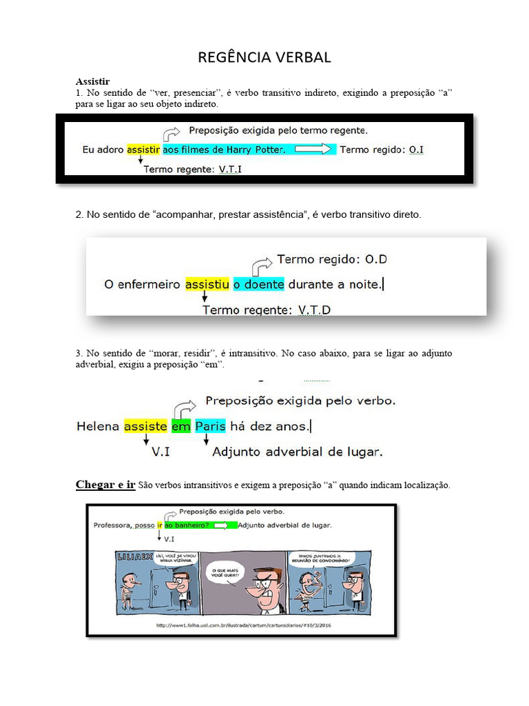 Regência Verbal | Download grátis PDF | Objeto (gramática) | Pronome