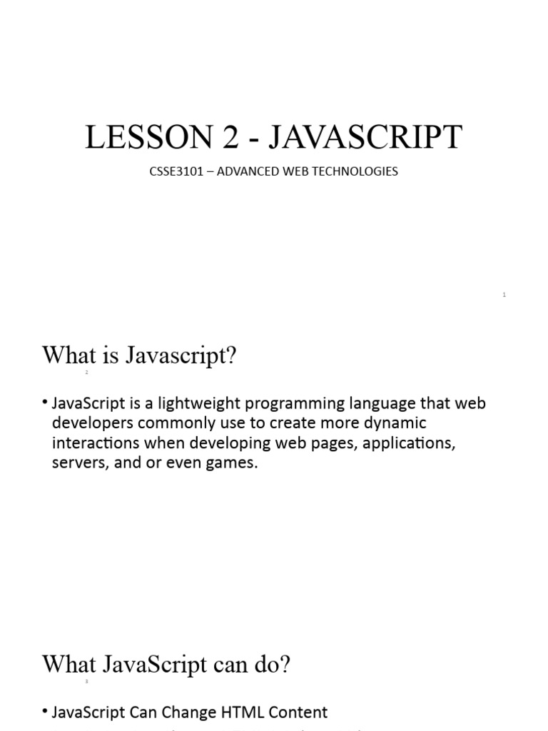 Lesson 2 Javascript Pdf Document Object Model Java Script 1619